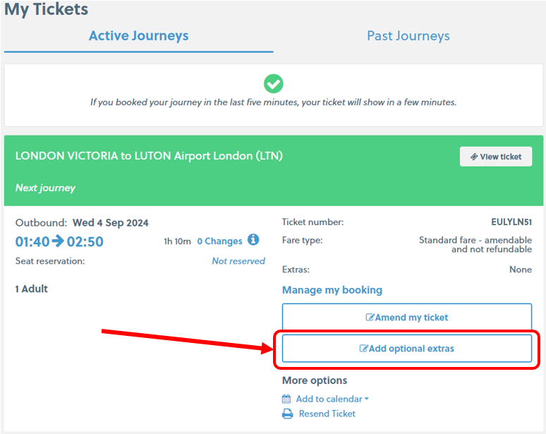 How do I add Additional Luggage to an existing booking in My Account?