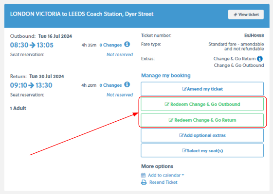 How do I redeem "Change & Go" online?