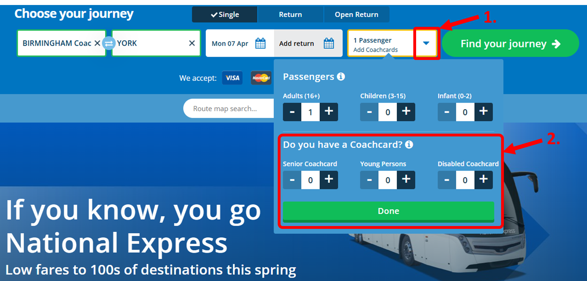 How do I book travel with my Coachcard?