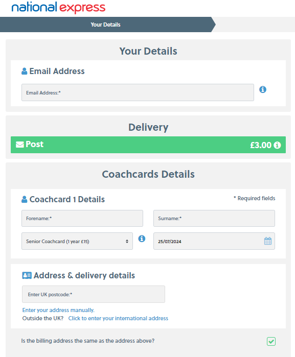 How do I purchase a Senior Coachcard online?